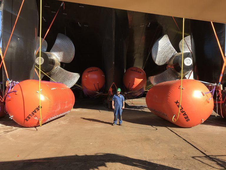 Inflatable Buoyancy Units facilitate float out at Damen Galati Shipyard ...